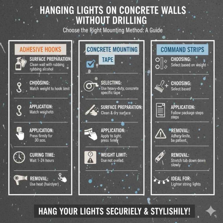 Hanging Lights on Concrete Walls Without Drilling: A Guide